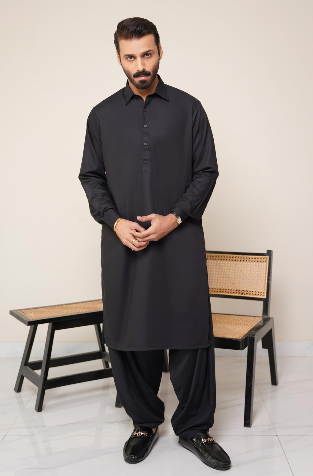 Classic Kameez Shalwar - Jet Black (Men) – Manto UK