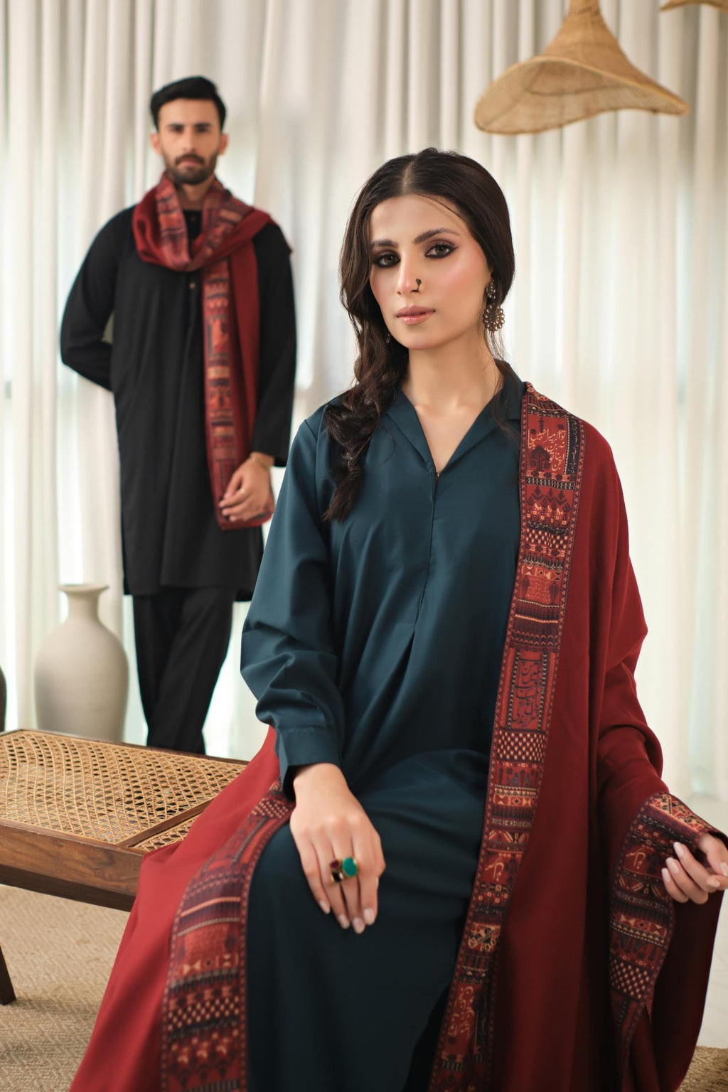 Manzil (Destination) - Maroon Shawl – Manto UK