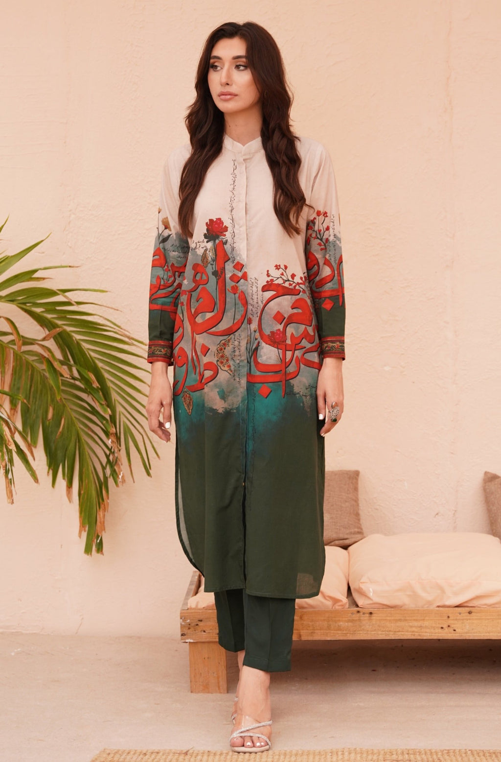 Noor (Light Of Grace) Long Shirt - Shades of Forest – Manto UK